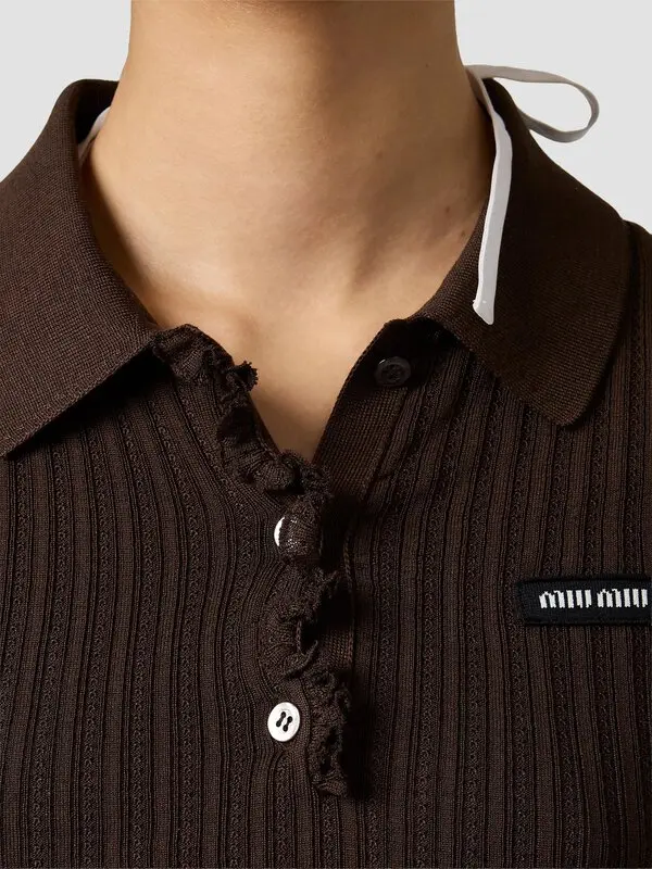 Miu Miu Silk Knit Polo Shirt - Brown
