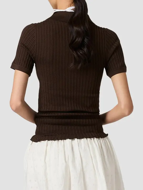 Miu Miu Silk Knit Polo Shirt - Brown