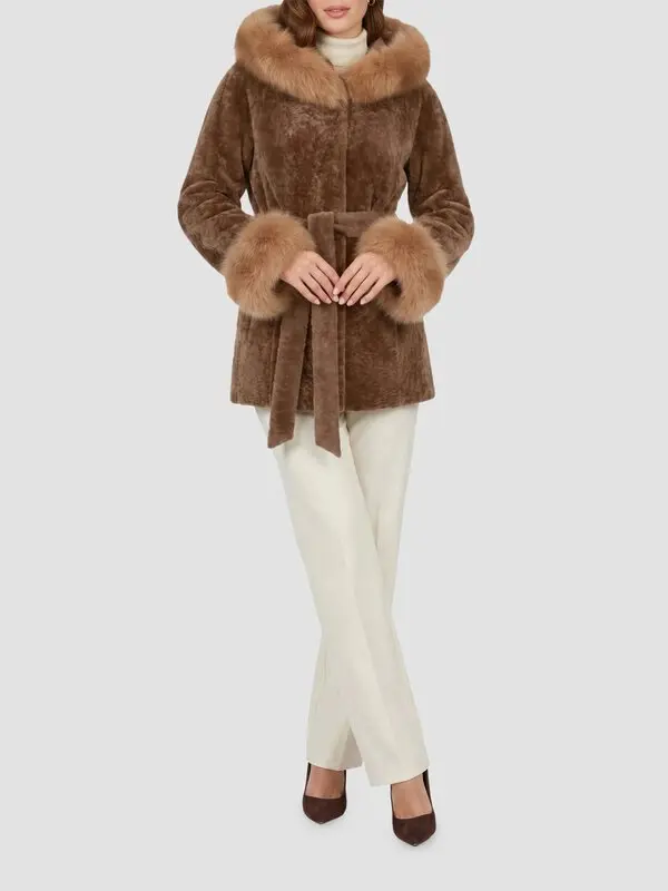 Gorski Textured Lamb Reversible Parka Jacket - Camel