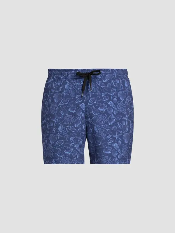 SAKS FIFTH AVENUE Collection Beach Shells Printed Drawstring Swim Shorts - Navy Multi