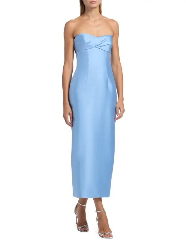 Monique Lhuillier Mikado Strapless Cocktail Dress