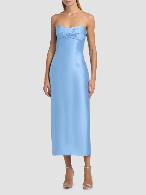 Monique Lhuillier Mikado Strapless Cocktail Dress