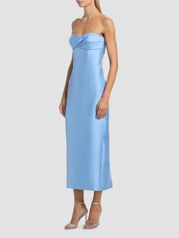 Monique Lhuillier Mikado Strapless Cocktail Dress