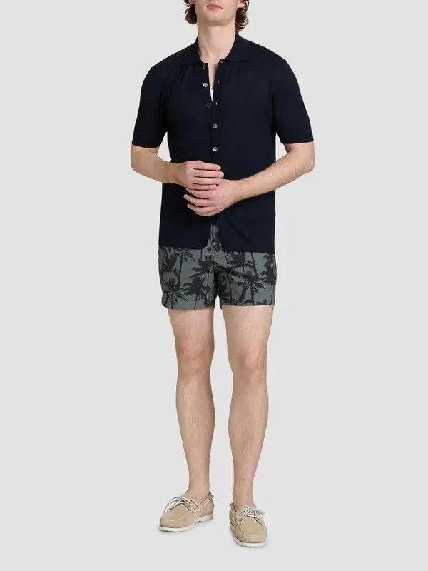 SAKS FIFTH AVENUE Breezy Palms Printed Drawstring Swim Shorts