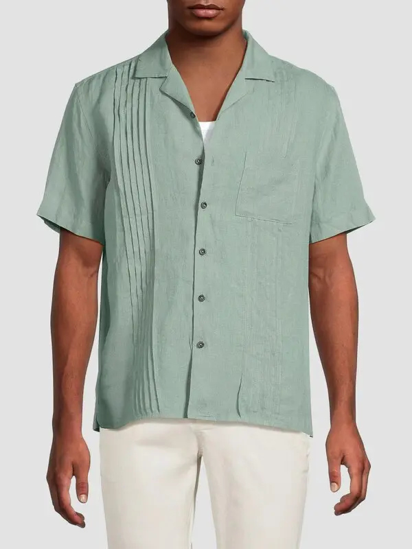 Onia Linen Pintuck Camp Shirt