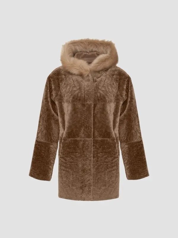 Gorski Reversible Textured Shearling Lamb Parka With Merinillo Shearling Lamb Hood Trim - Camel