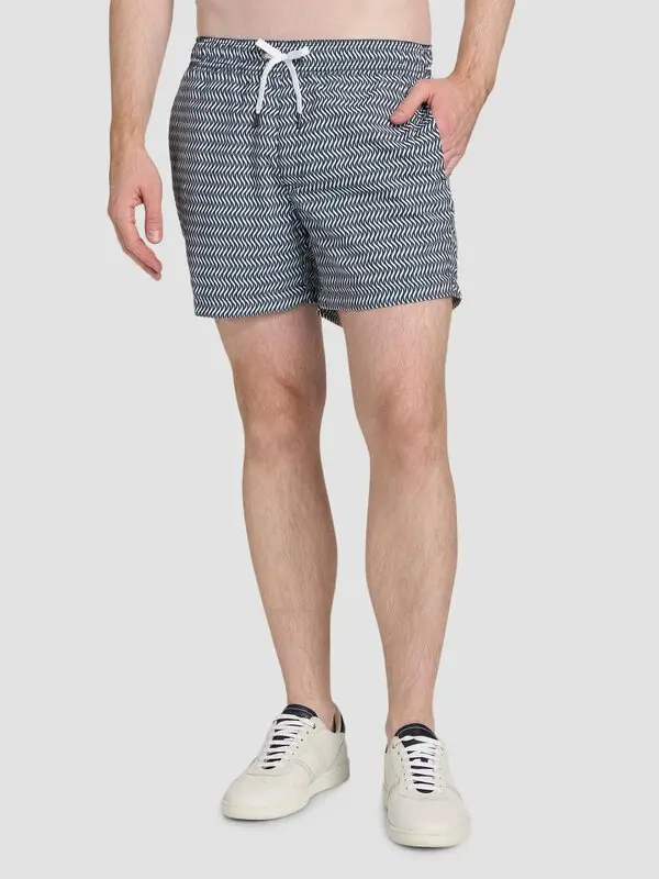SAKS FIFTH AVENUE Collection Air Geo Printed Drawstring Swim Shorts