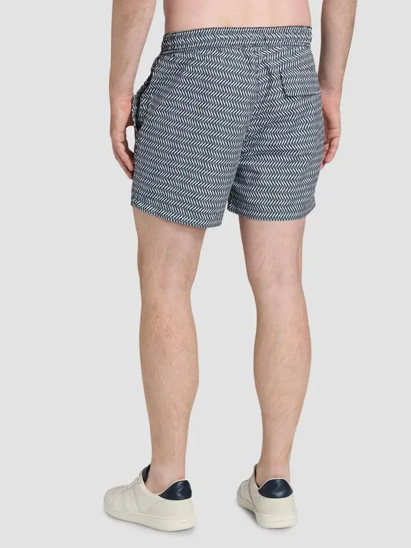 SAKS FIFTH AVENUE Collection Air Geo Printed Drawstring Swim Shorts