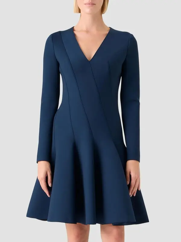 Akris Stretch-neoprene Diagonal Godet Minidress