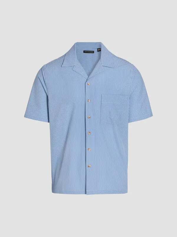 SAKS FIFTH AVENUE Collection Tonal Microstripe Camp Shirt - Storm