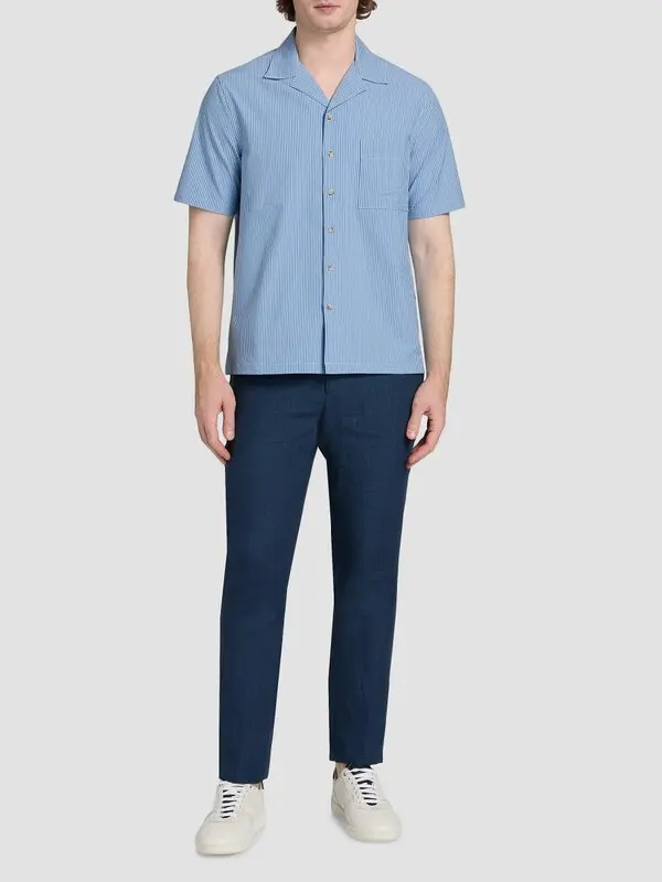 SAKS FIFTH AVENUE Collection Tonal Microstripe Camp Shirt