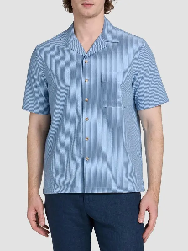 SAKS FIFTH AVENUE Collection Tonal Microstripe Camp Shirt