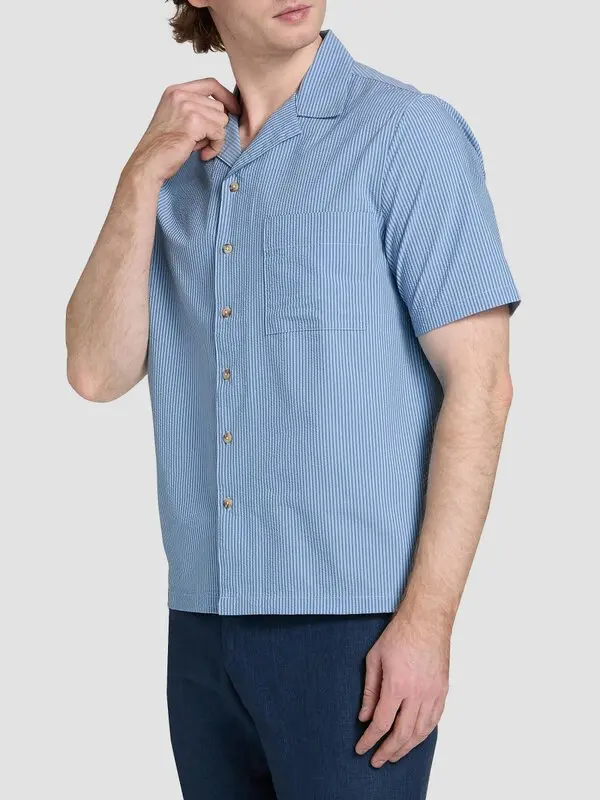 SAKS FIFTH AVENUE Collection Tonal Microstripe Camp Shirt