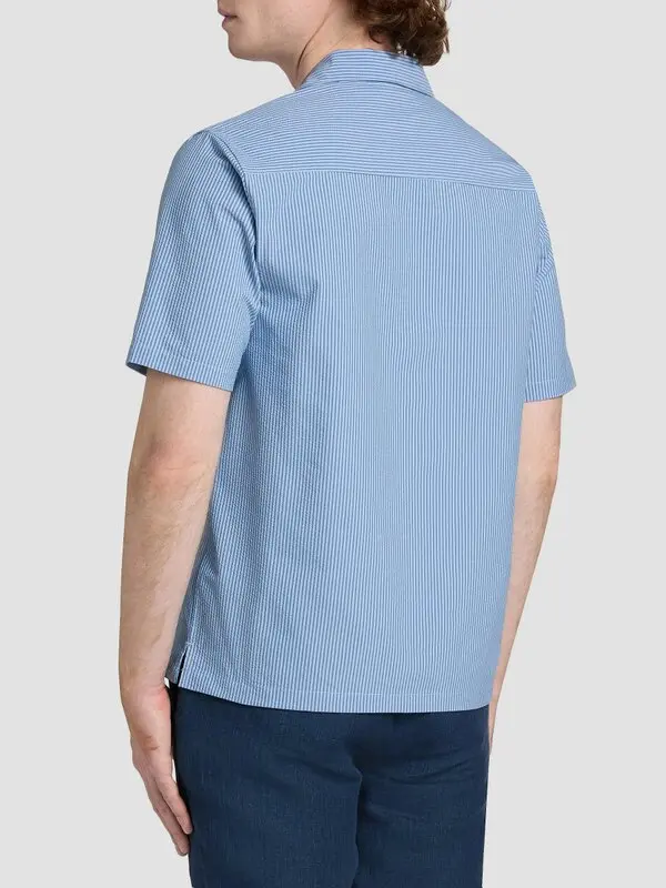 SAKS FIFTH AVENUE Collection Tonal Microstripe Camp Shirt
