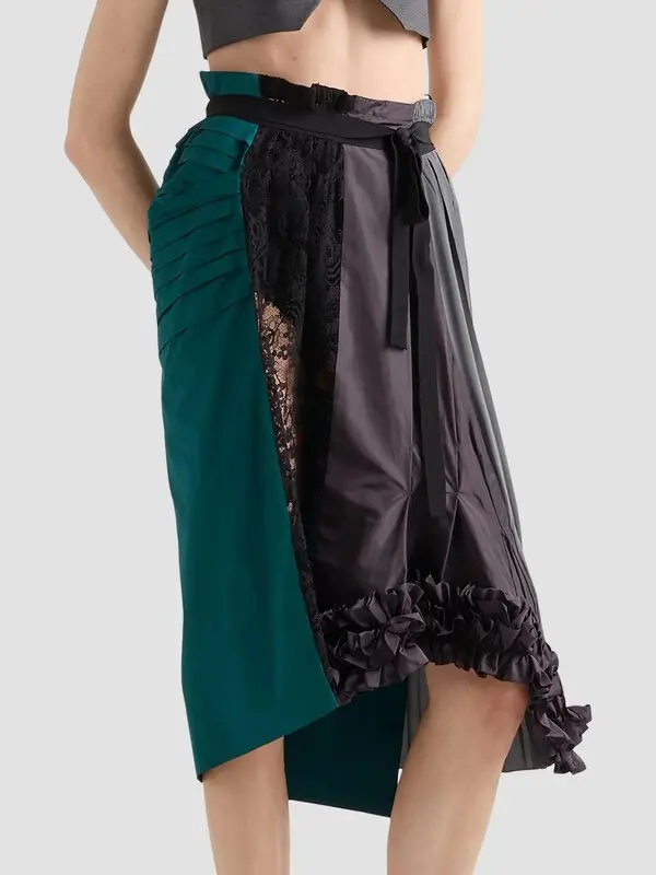 Prada Technical Taffeta Patchwork Skirt