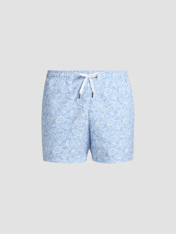 SAKS FIFTH AVENUE Collection Tropical Leaf Print Drawstring Swim Shorts - Storm Multi