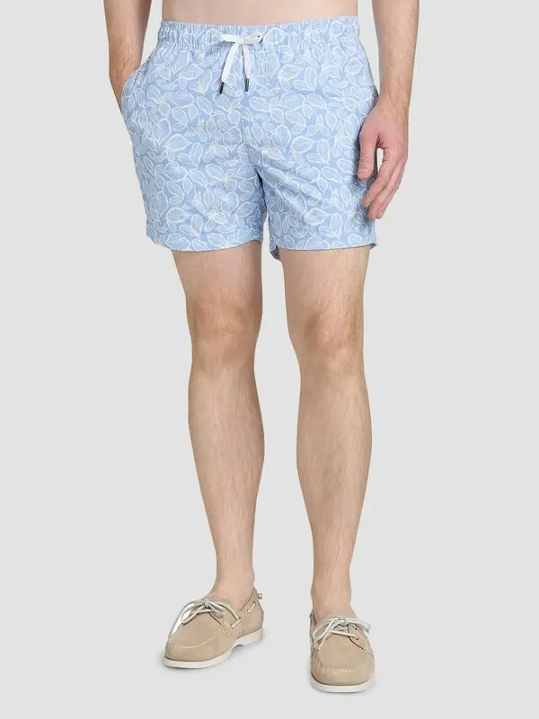 SAKS FIFTH AVENUE Collection Tropical Leaf Print Drawstring Swim Shorts