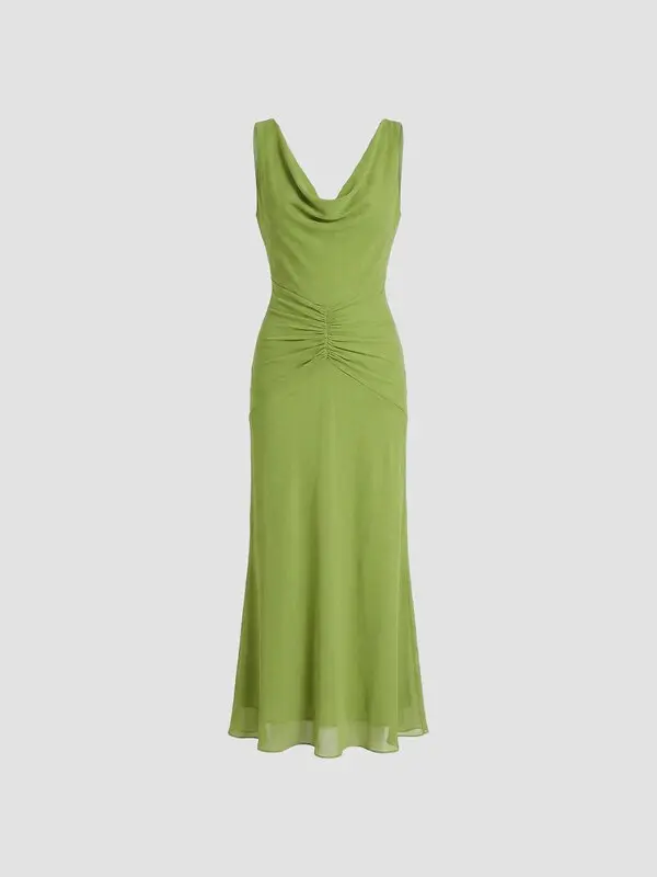 NICHOLAS THE LABEL Calia Ruched Georgette Maxi Dress