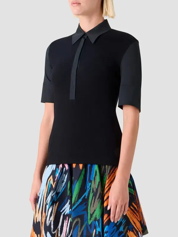 Akris Ribbed Stretch-jersey Polo Shirt - Black