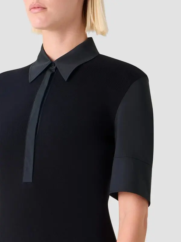 Akris Ribbed Stretch-jersey Polo Shirt - Black