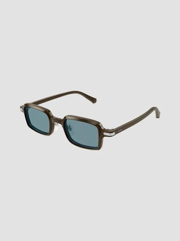 Cartier Godron De 49mm Rectangular Sunglasses - Brown Blue