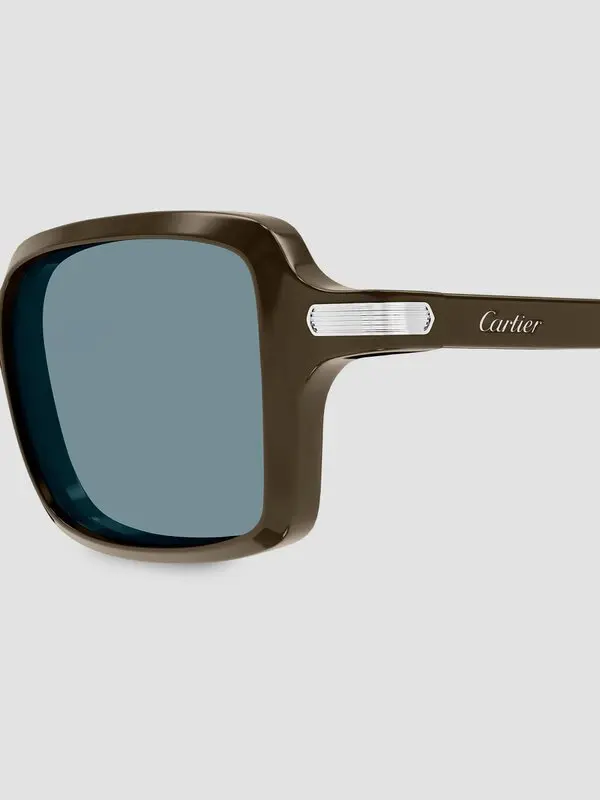 Cartier Godron De 49mm Rectangular Sunglasses - Brown Blue