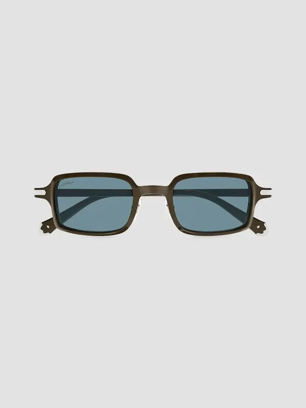 Cartier Godron De 49mm Rectangular Sunglasses - Brown Blue