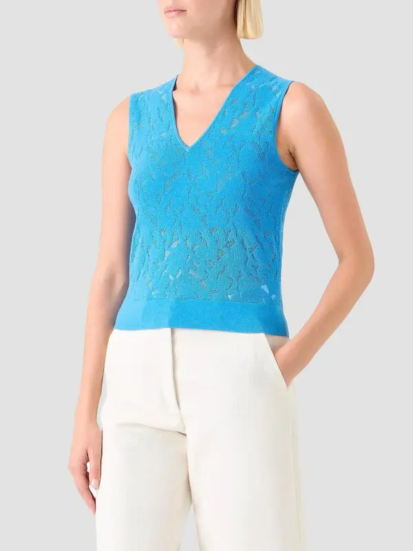Akris Burnout Intarsia Wool-blend Top
