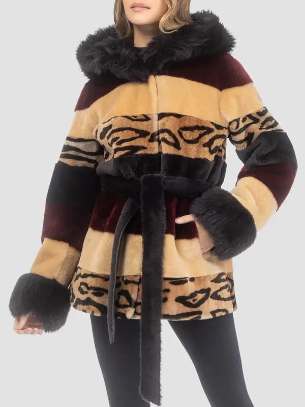 Gorski Shearling Lamb Parka With Merinillo Shearling Lamb Hood Trim & Cuffs, Belt