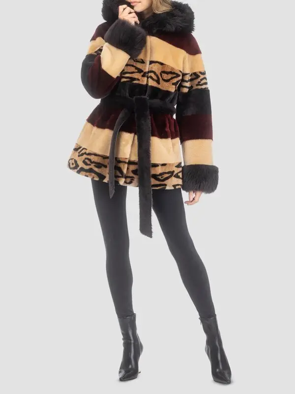 Gorski Shearling Lamb Parka With Merinillo Shearling Lamb Hood Trim & Cuffs, Belt