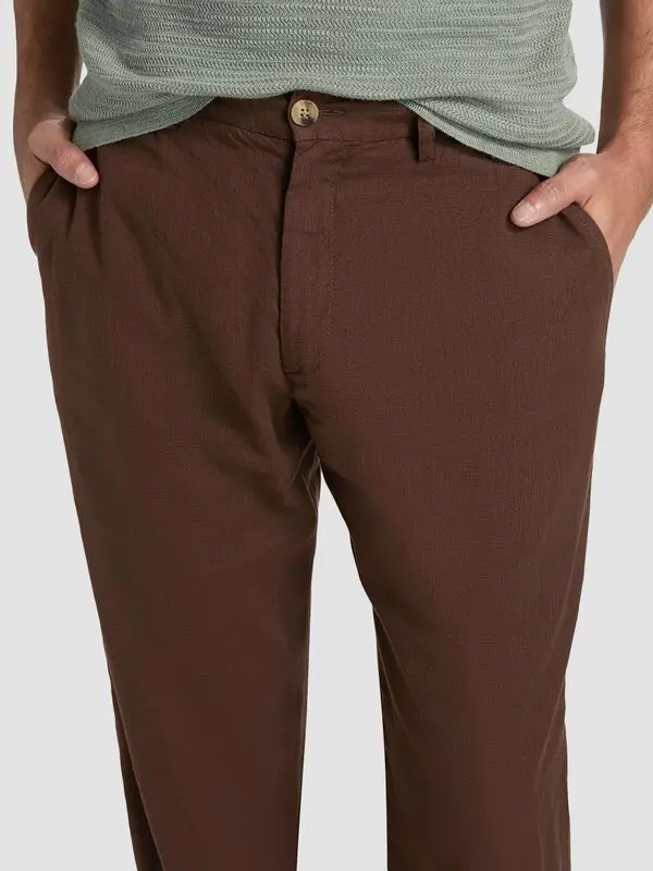 Onia Linen-blend Trousers - Espresso