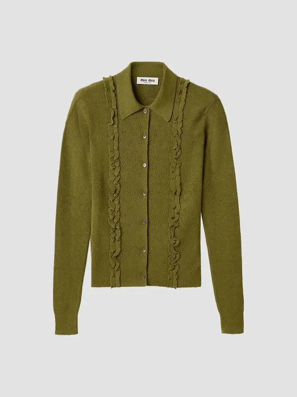 Miu Miu Cashmere And Silk Cardigan - Green
