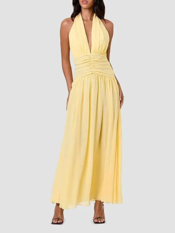 NICHOLAS THE LABEL Arella Pleated Scarf-detail Georgette Maxi Dress