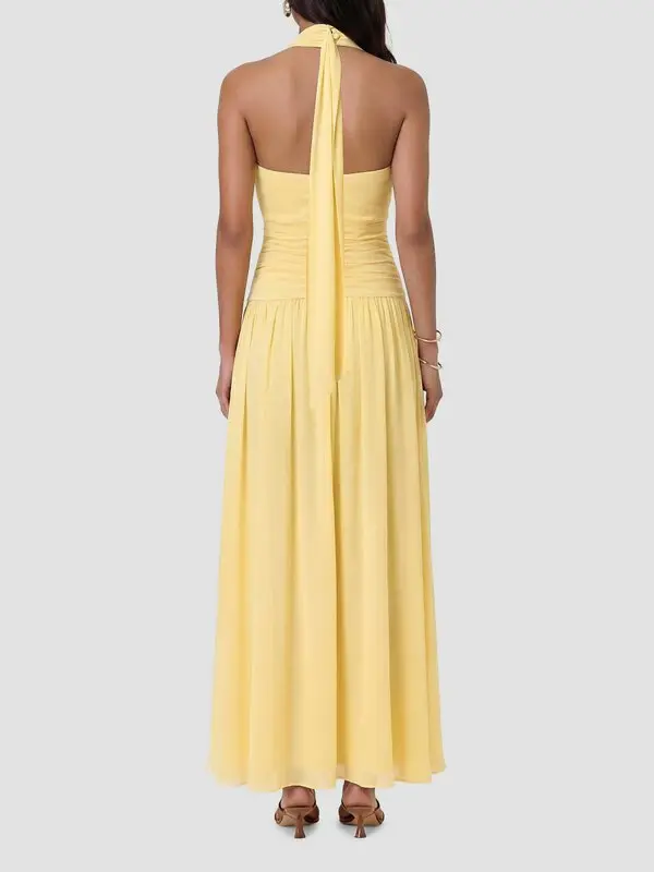NICHOLAS THE LABEL Arella Pleated Scarf-detail Georgette Maxi Dress