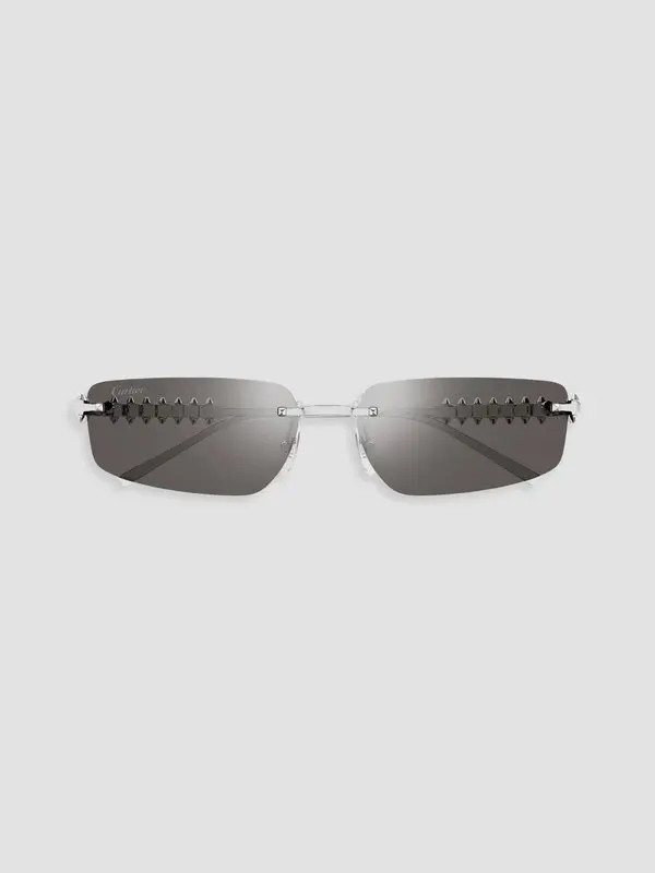 Cartier Clash De 58mm Rectangular Sunglasses - Silver Grey