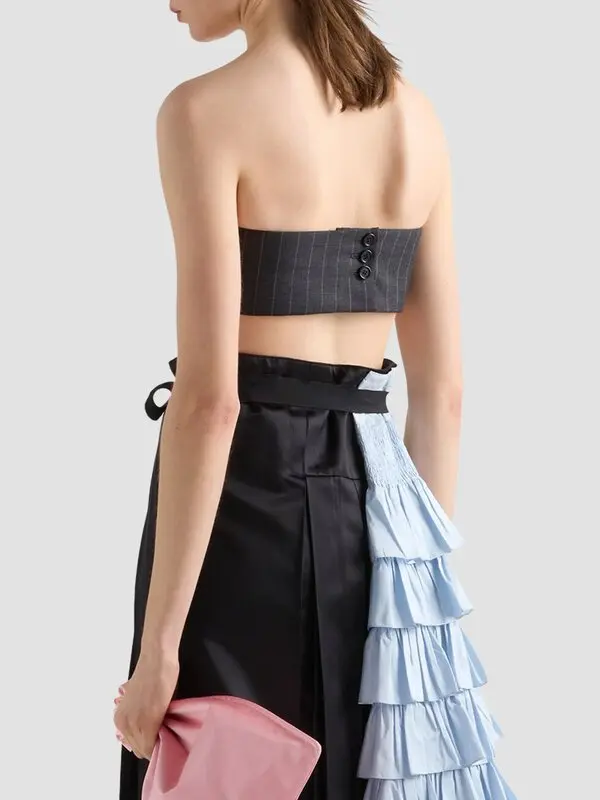 Prada Pinstripe Wool Bandeau Top