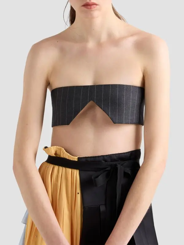 Prada Pinstripe Wool Bandeau Top