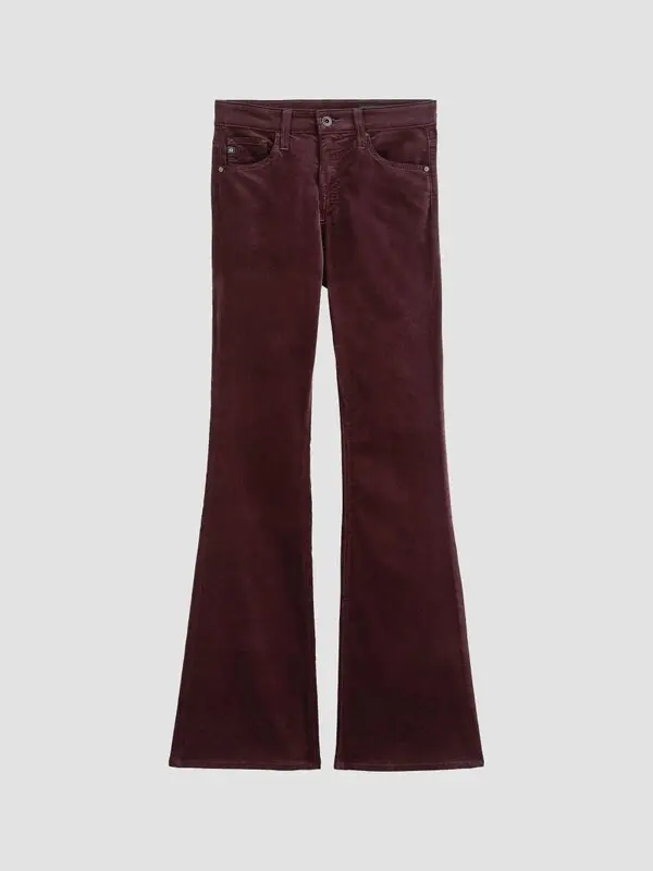 Ag Farrah Stretch-velvet High-rise Boot-cut Pants - Winery