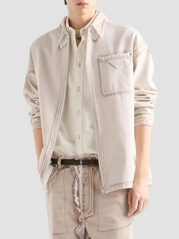 Prada Bull Denim Zipper Shirt
