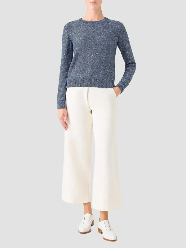 Akris Sequined Linen-blend Crewneck Sweater