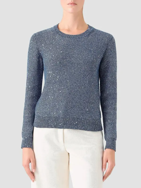 Akris Sequined Linen-blend Crewneck Sweater