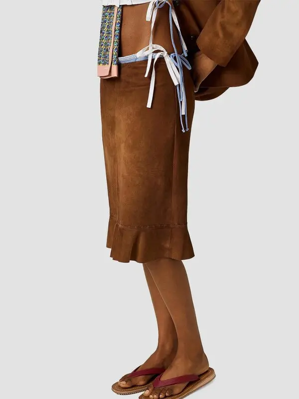 Miu Miu Waxed Suede Skirt