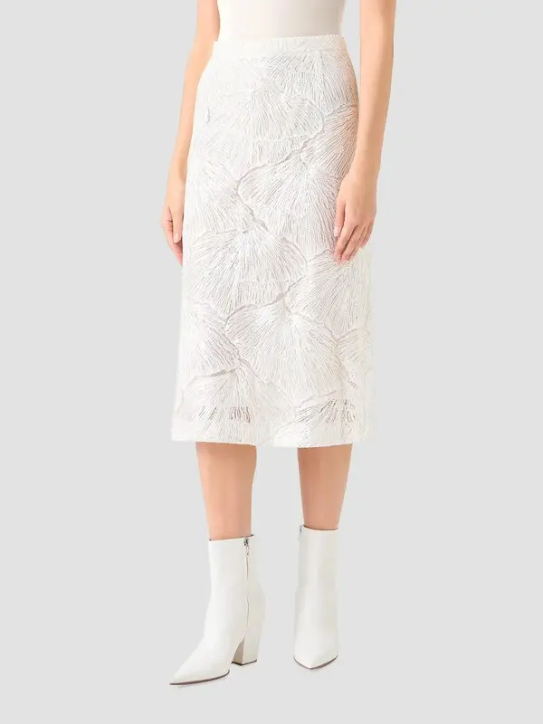 Akris Lacquered Fan Lace A-line Skirt