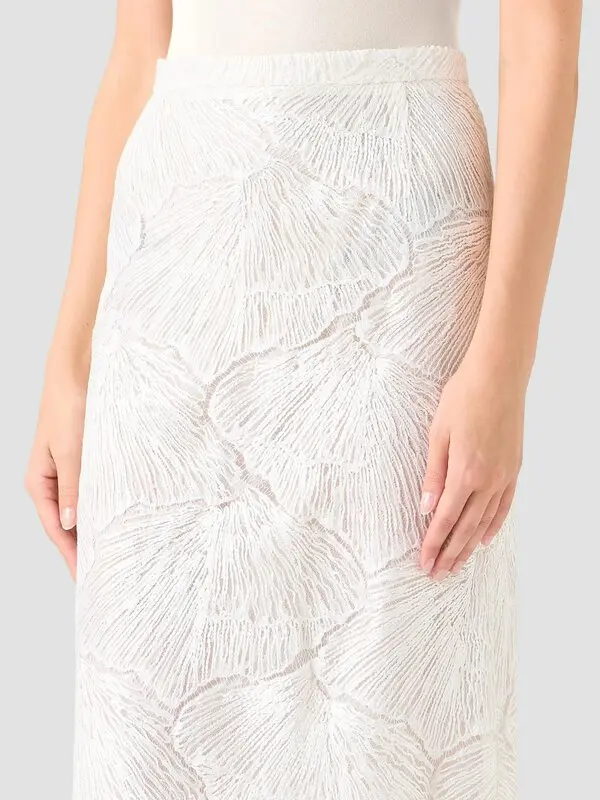 Akris Lacquered Fan Lace A-line Skirt