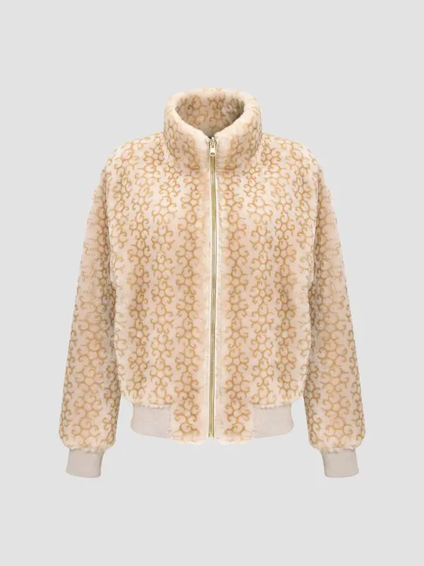 Gorski Reversible Select Shearling Lamb Insignia Bomber Jacket - Cream