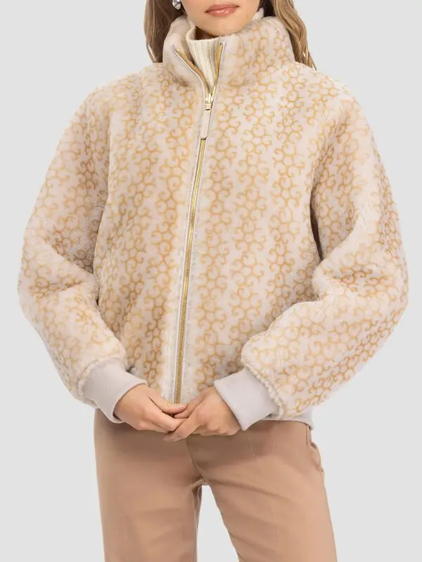 Gorski Reversible Select Shearling Lamb Insignia Bomber Jacket - Cream