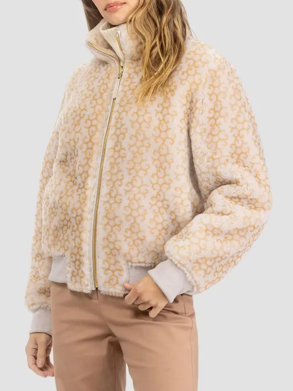 Gorski Reversible Select Shearling Lamb Insignia Bomber Jacket - Cream