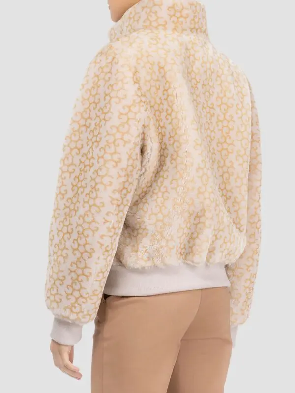 Gorski Reversible Select Shearling Lamb Insignia Bomber Jacket - Cream