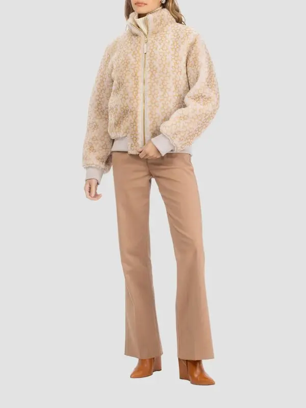 Gorski Reversible Select Shearling Lamb Insignia Bomber Jacket - Cream