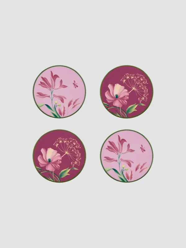 GINORI 1735 Florenza 4-piece Porcelain Coaster Set - Malva